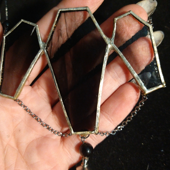 Gothic Gargoyle | Jewelry | Triple Coffin Vial Stained Glass Necklace ...
